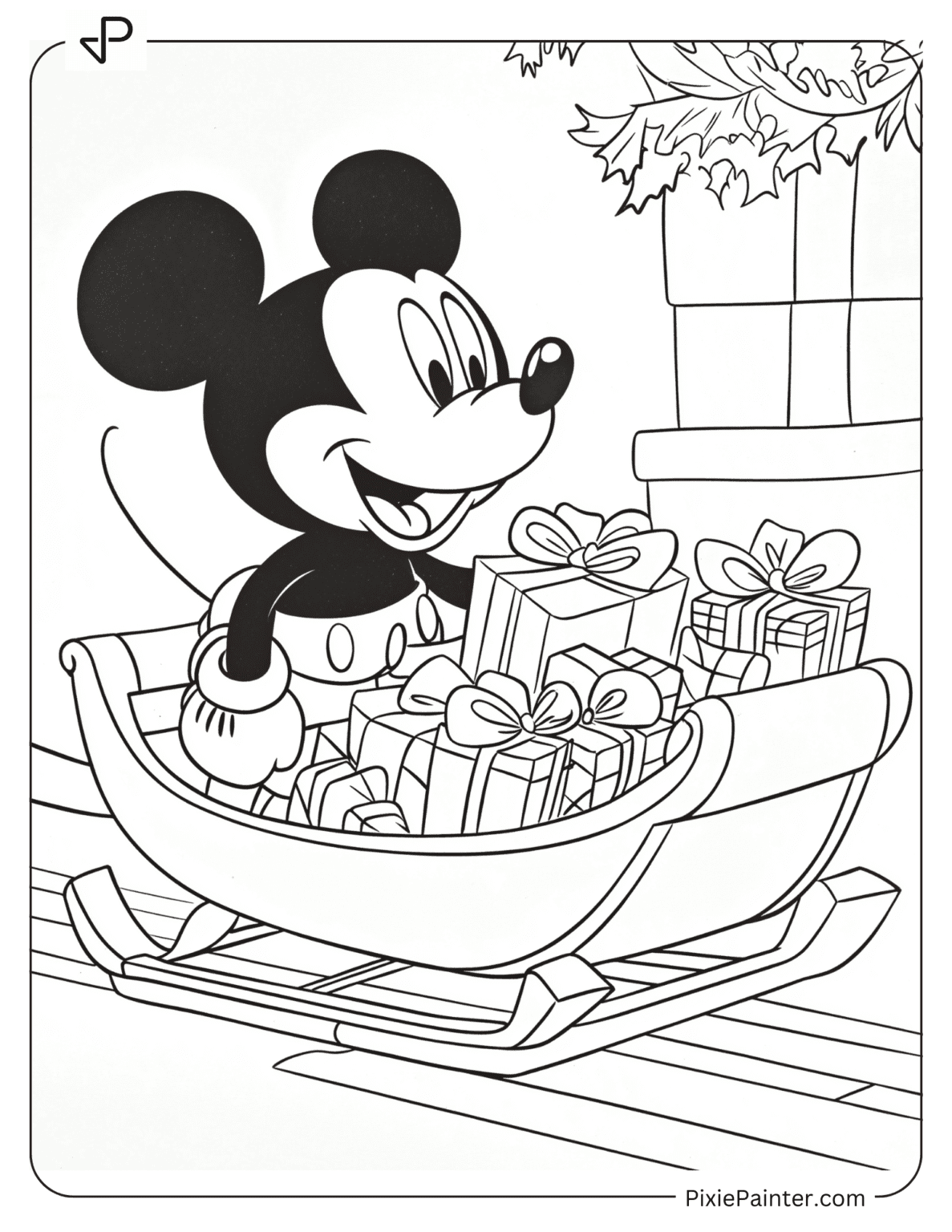 29 Mickey Mouse Coloring Pages for Christmas [Free PDFs] - Pixie Painter