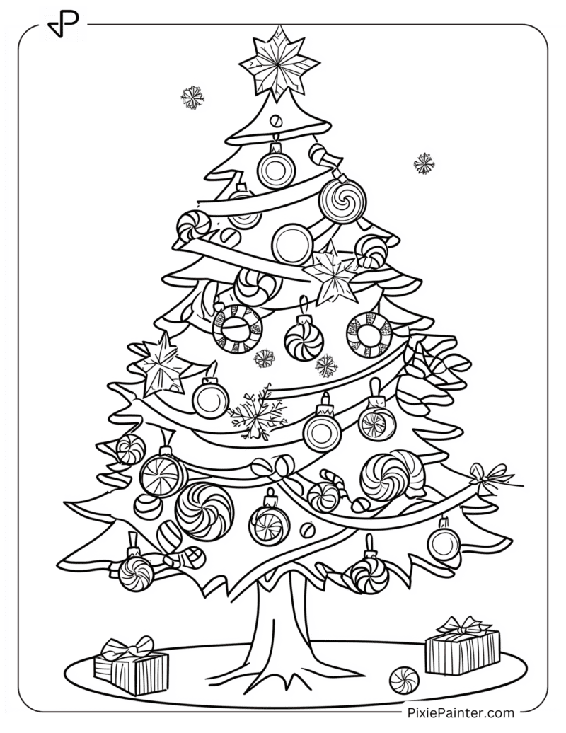 29 Christmas Tree Ornaments Coloring Pages [Free PDFs] - Pixie Painter