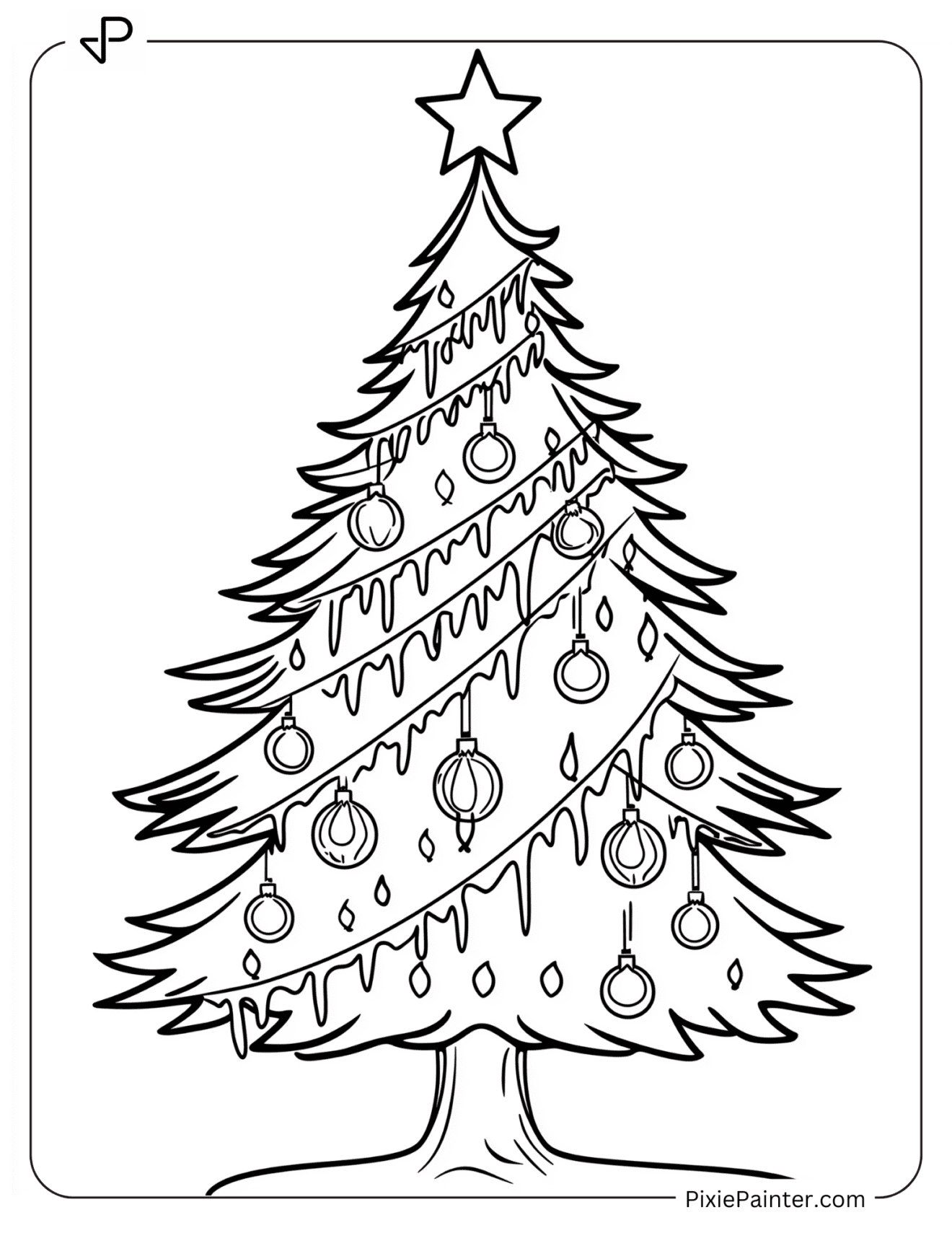 29 Christmas Tree Ornaments Coloring Pages [Free PDFs] - Pixie Painter