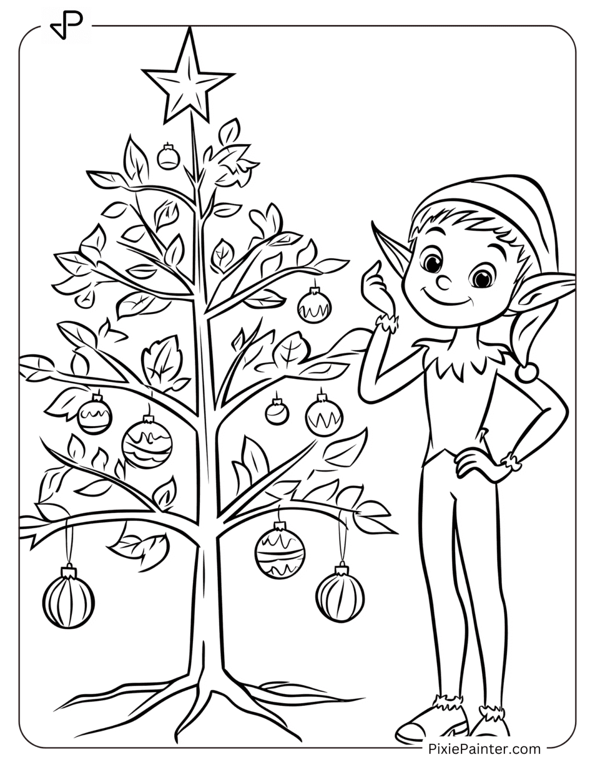 30 Small Christmas Tree Coloring Pages [Free PDFs] - Pixie Painter