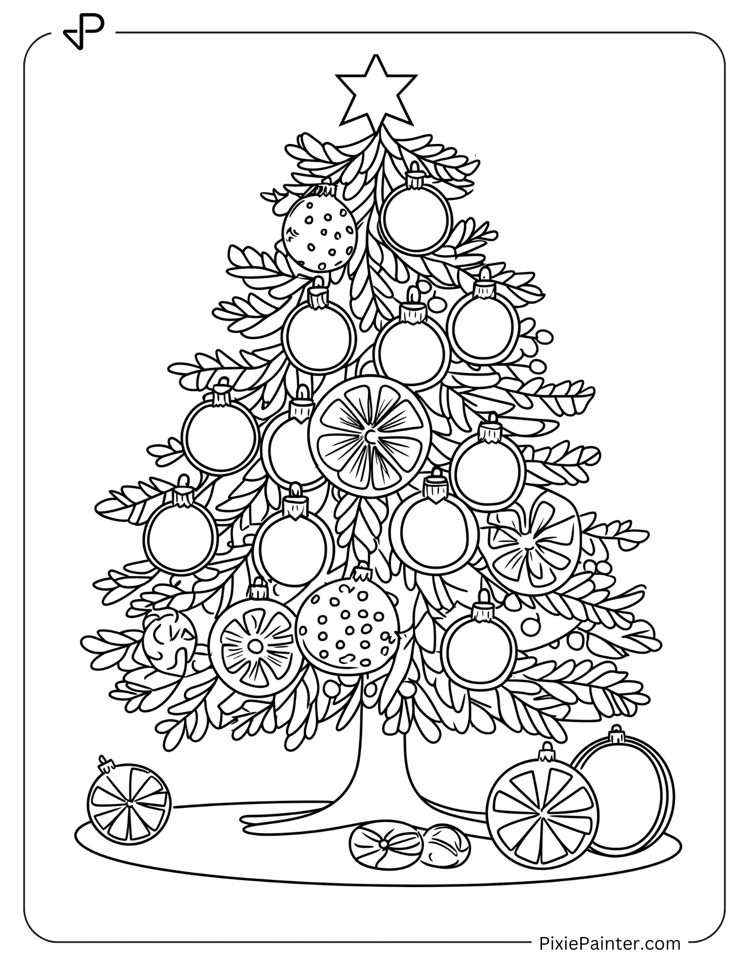30 Christmas Tree Coloring Pages [Free PDFs] - Pixie Painter