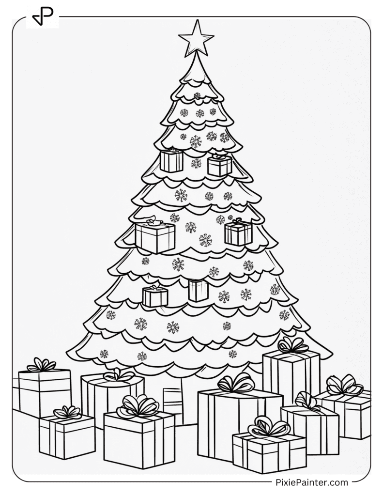 30 Christmas Tree Coloring Pages [Free PDFs] - Pixie Painter