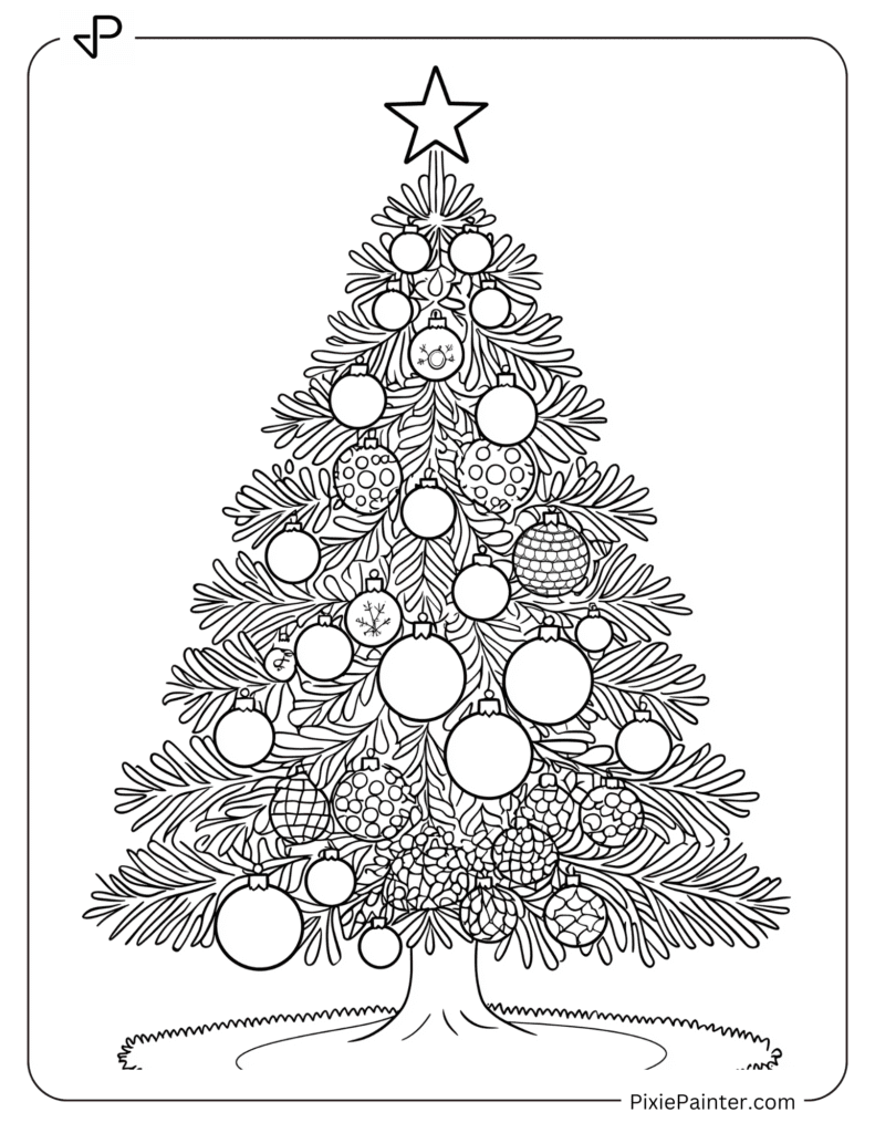 30 Christmas Tree Coloring Pages [Free PDFs] - Pixie Painter