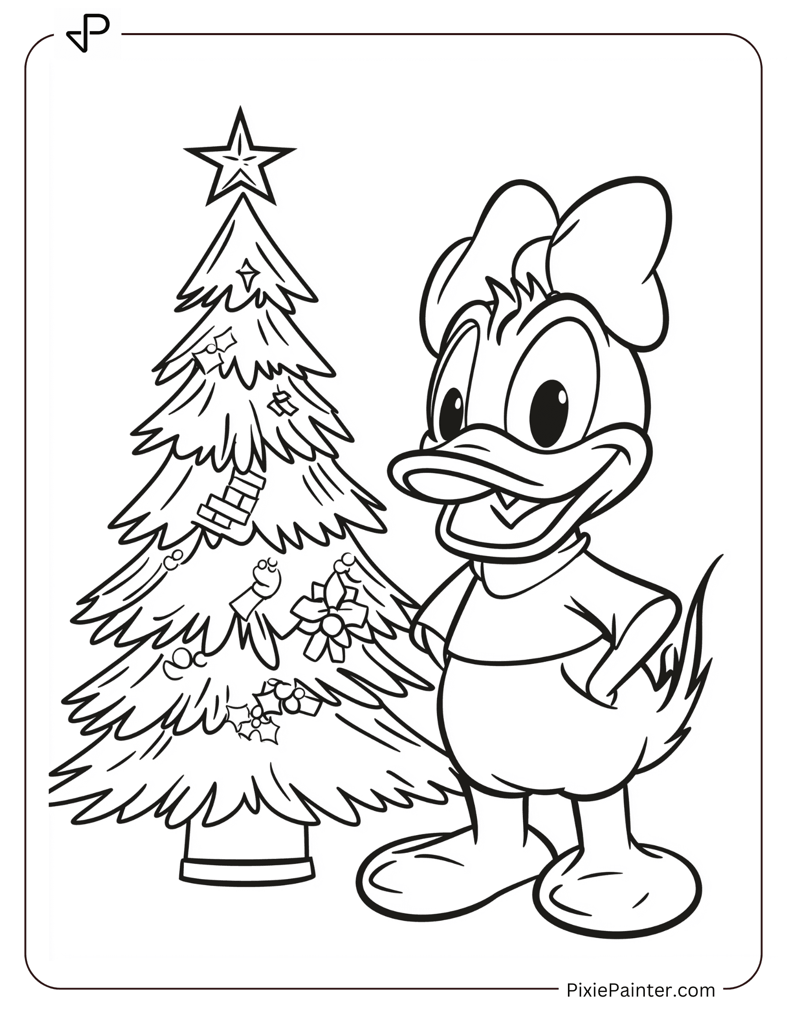 30 Easy Christmas Tree Coloring Pages [Free PDFs] - Pixie Painter