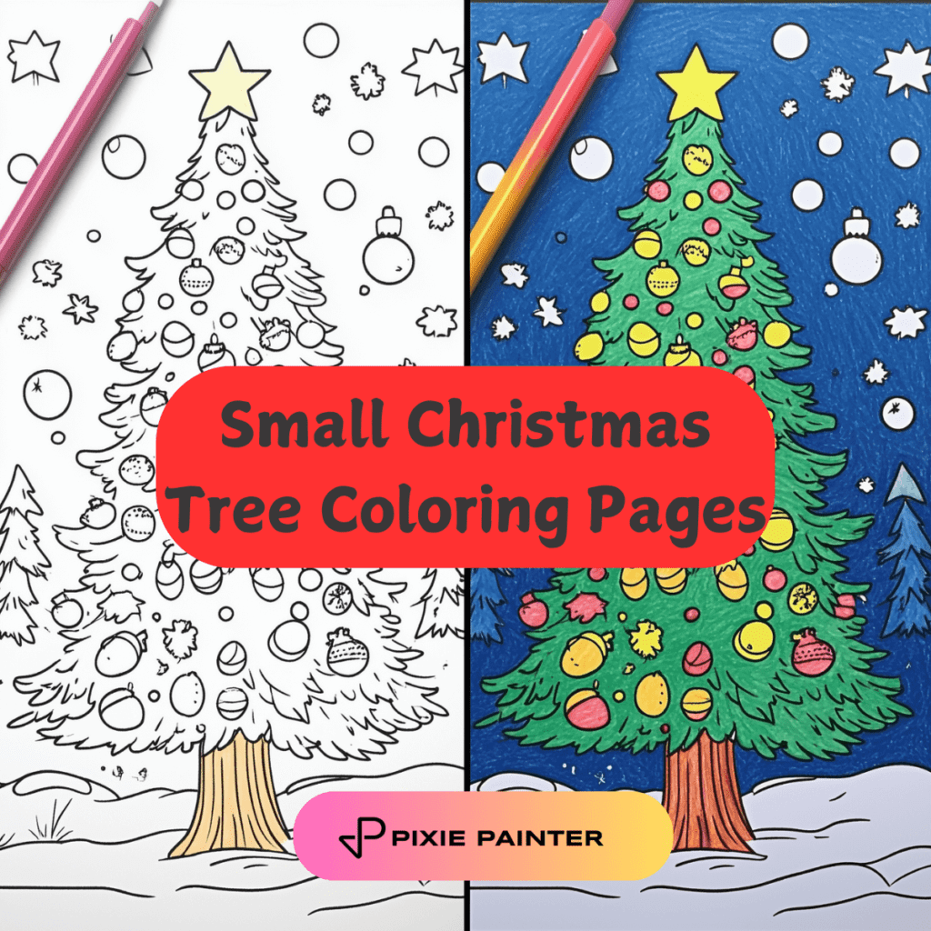 30 Small Christmas Tree Coloring Pages [Free PDFs] - Pixie Painter