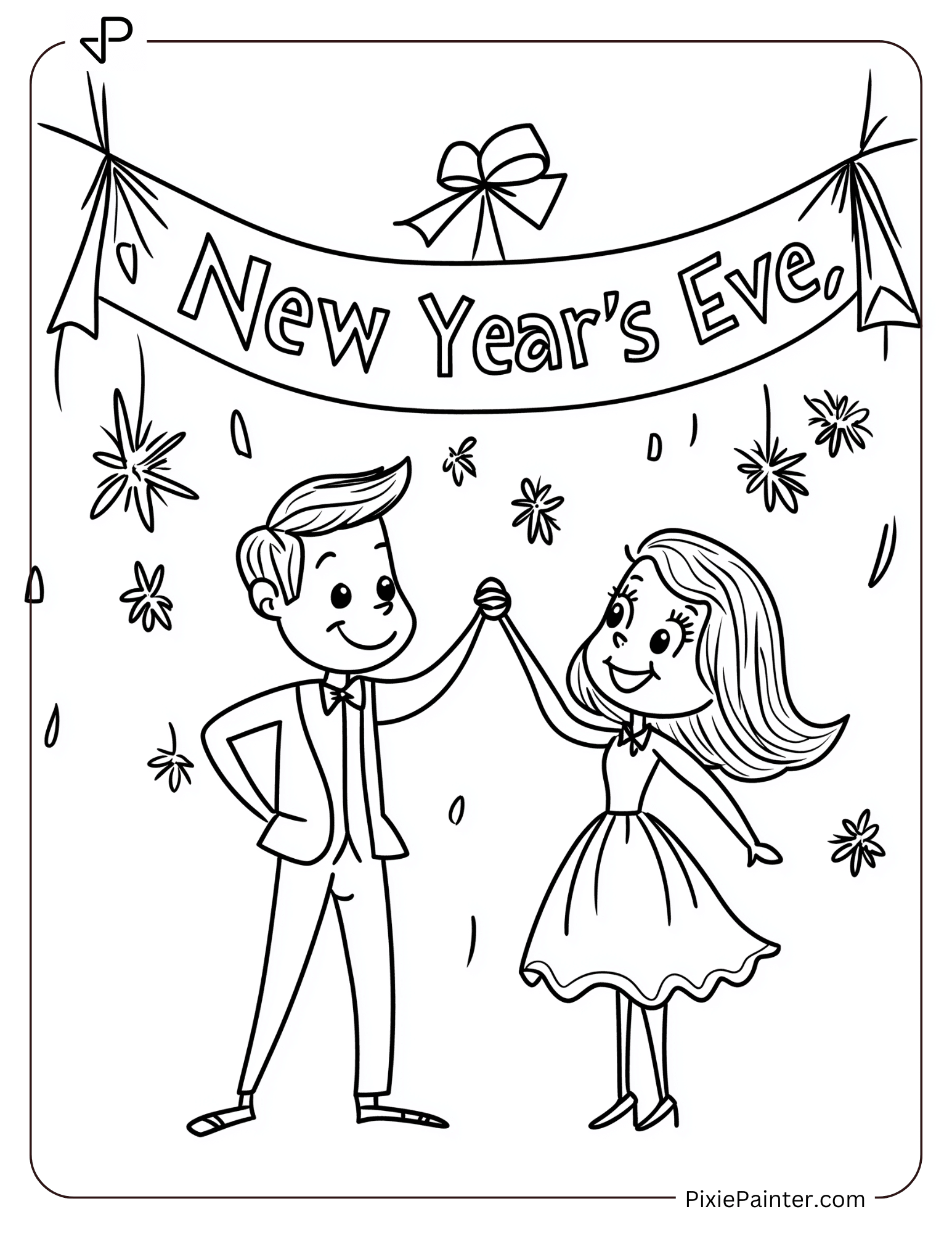 29 New Year's Eve Coloring Pages [Free PDFs] - Pixie Painter