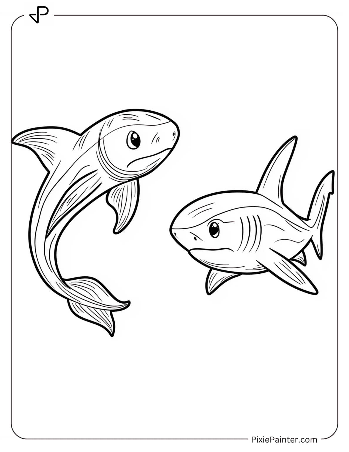 50 Shark Coloring Pages [Free PDFs] - Pixie Painter