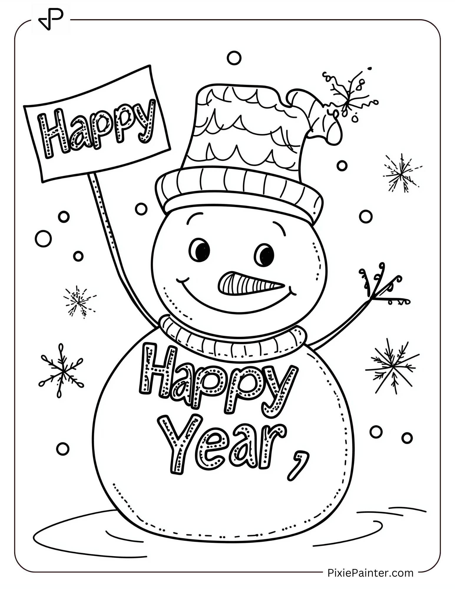 30 New Year Coloring Pages for Preschoolers [Free PDFs] - Pixie Painter