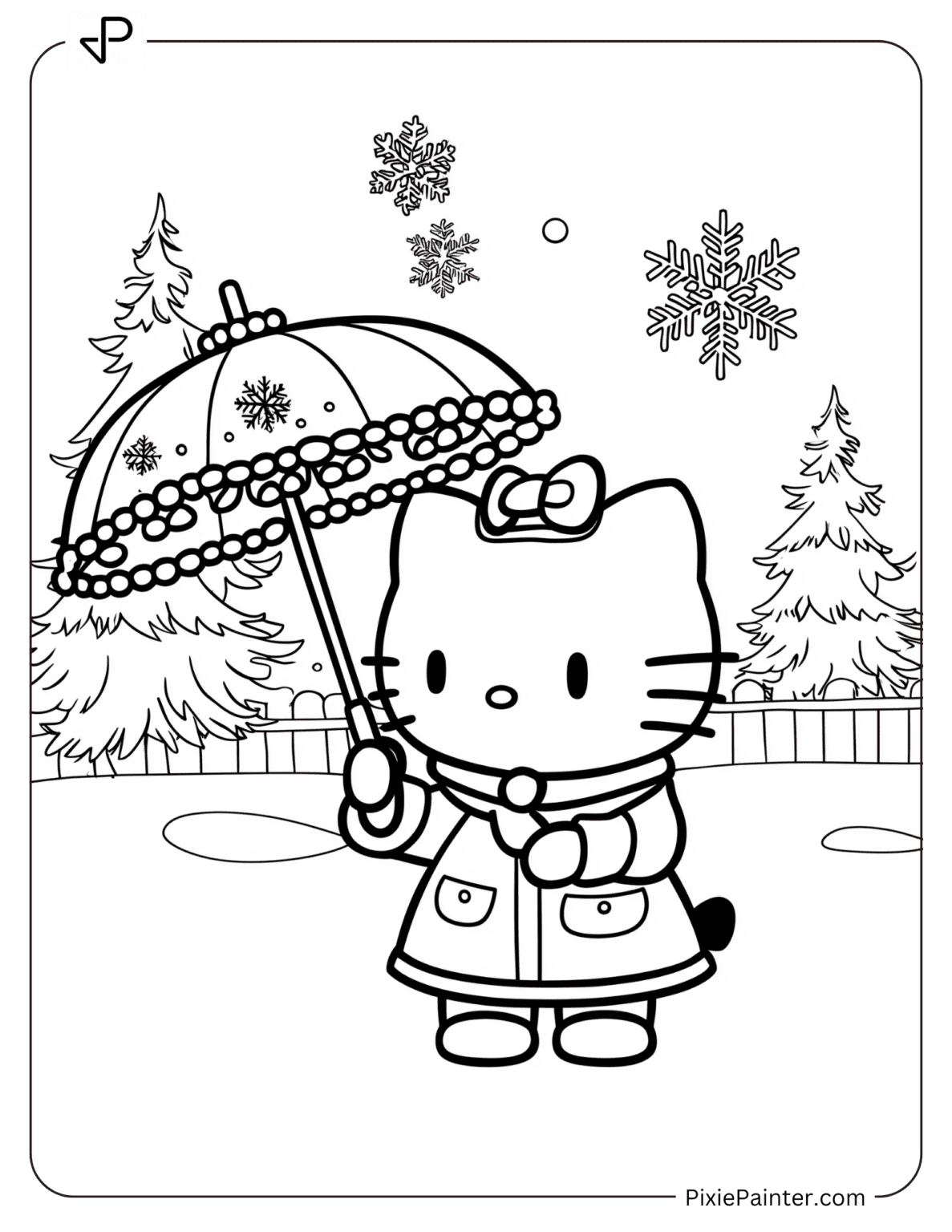 28 Winter Hello Kitty Coloring Pages [Free PDFs] - Pixie Painter