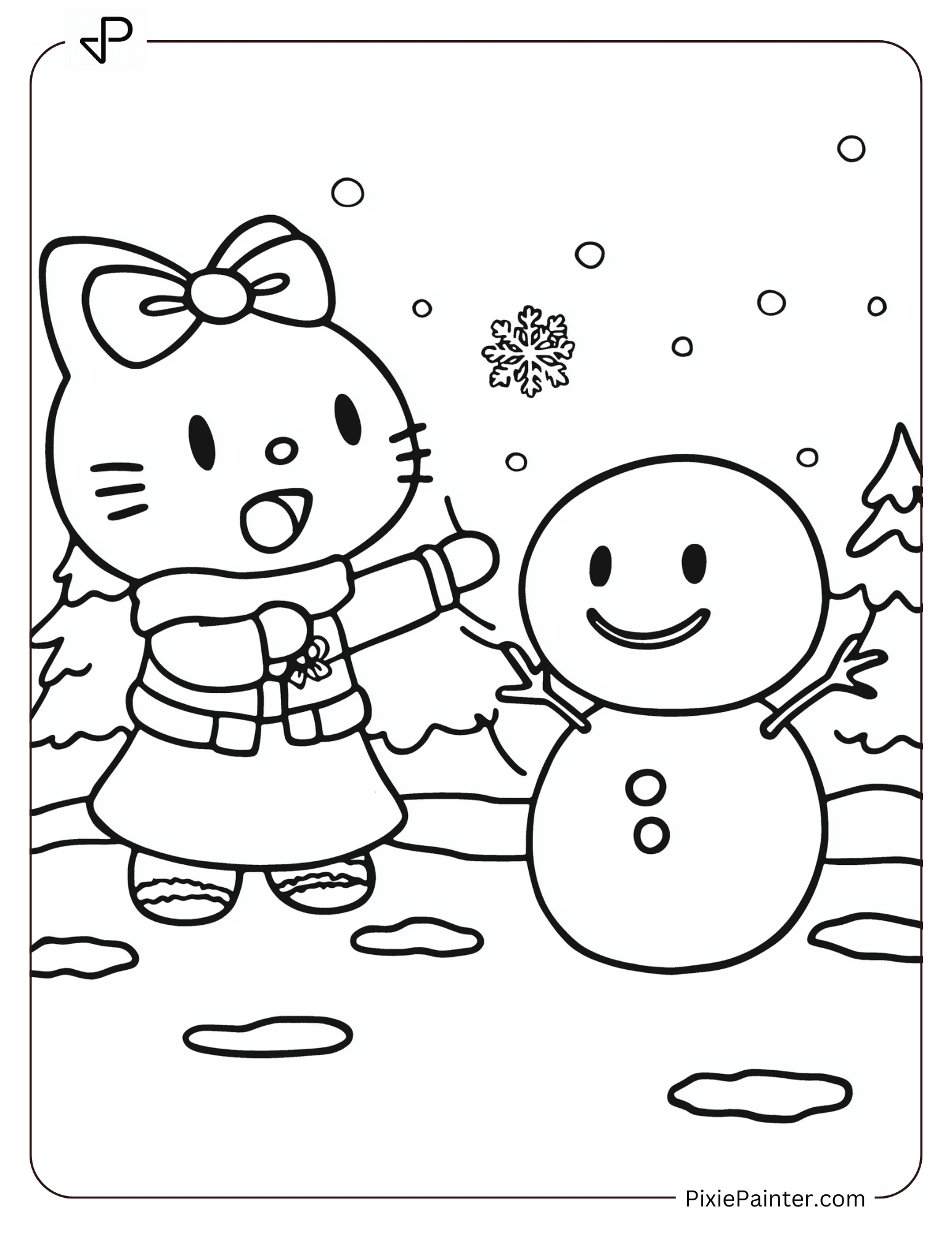 28 Winter Hello Kitty Coloring Pages [Free PDFs] - Pixie Painter