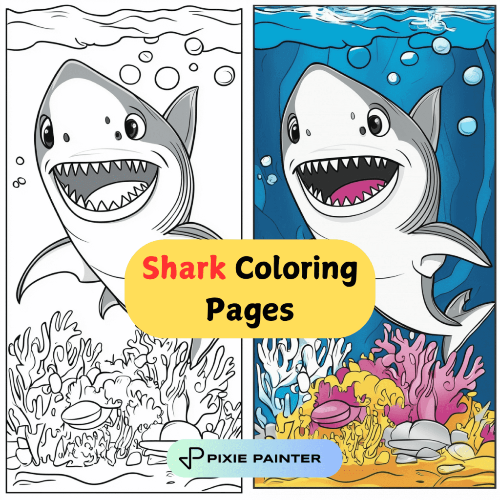 50 Shark Coloring Pages [Free PDFs] - Pixie Painter